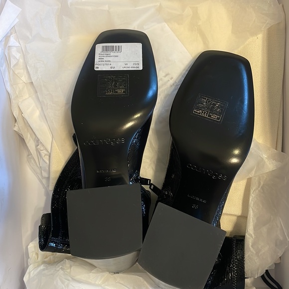 Courreges | Shoes | Courreges Patent Ankle Heel Block Logo Boot Shiny ...